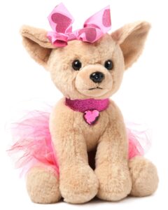 bearington chichi chihuahua stuffed animal toy puppy dog with tutu, 13"