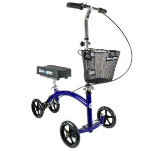 kneerover deluxe kneecycle steerable knee walker knee scooter for adults for foot surgery, broken ankle, foot injuries - foldable knee rover scooter for broken foot injured leg crutch alternative blue