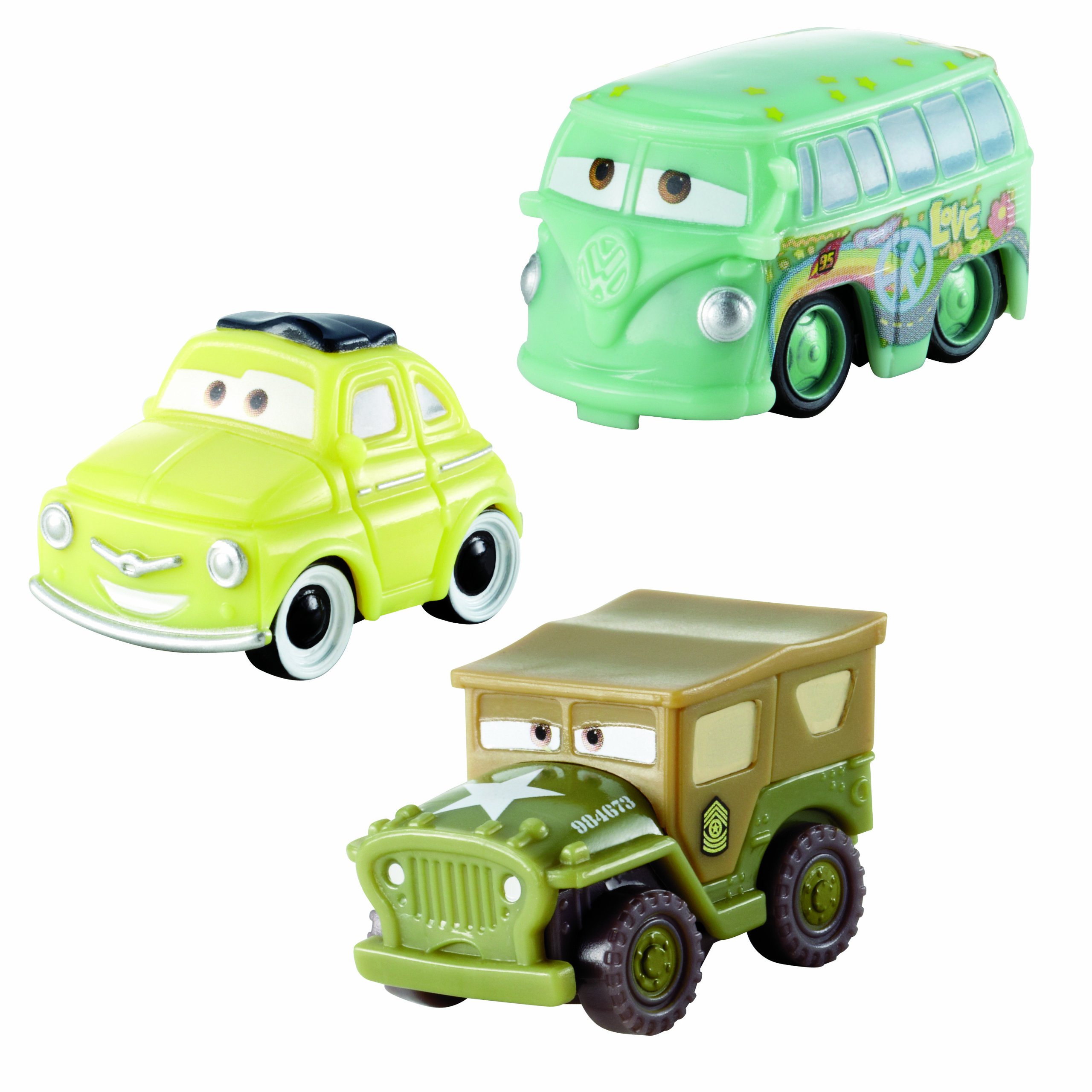 Cars Micro Drifters Sarge, Race Team Fillmore and Luigi Vehicle 3-Pack