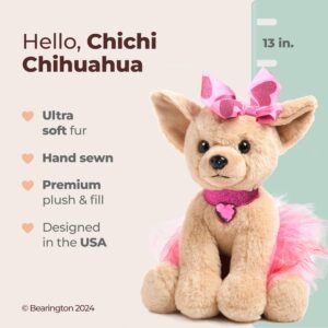 Bearington Chichi Chihuahua Stuffed Animal Toy Puppy Dog with Tutu, 13"