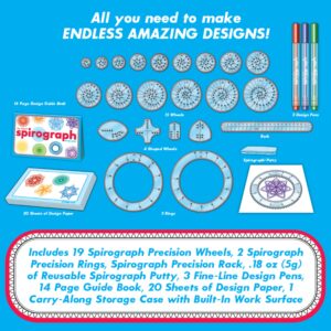 Spirograph Deluxe Set –Arts and Crafts, Kids Toys, Art Supplies, Craft Supplies, Drawing Kit, Spiral Art, Classic Gear Design Kit, Build-in Case, Pens, Design Sheet Included, Ages 8+