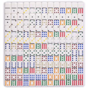 Yellow Mountain Imports Mexican Train Complete Set with Double 12 Dominoes (Pips/Dots), Wooden Hub, Die Cast Train Markers, and Scorepad