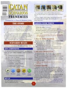 catan frenemies scenario expansion - unleash friendly rivalries in catan! strategy board game, family game for kids and adults, ages 12+, 3-6 players, 45-90 minute playtime, made by catan studio