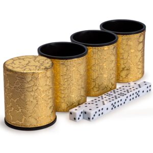 yellow mountain imports liar's dice golden cup shaker bluffing game - 4 cups with 20 (16mm) dice