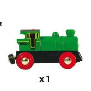 BRIO World 33595 Engine Train - Battery Powered Wooden Toy for Kids | Forward & Reverse Movement | Illuminating Headlights | Ideal for Toddlers 3 Years & Up