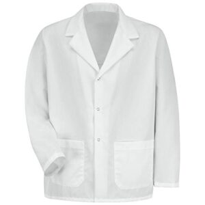 red kap men's specialized lapel counter coat, white, x-large