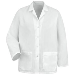 red kap women's specialized lapel counter coat, white, x-large