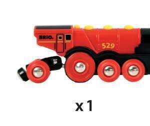 BRIO World 33592 Mighty Red Action Locomotive - Battery Operated Toy Train with Light, Sound Effects | Ideal for Kids Age 3 Compatible with All Tracks and Vehicles