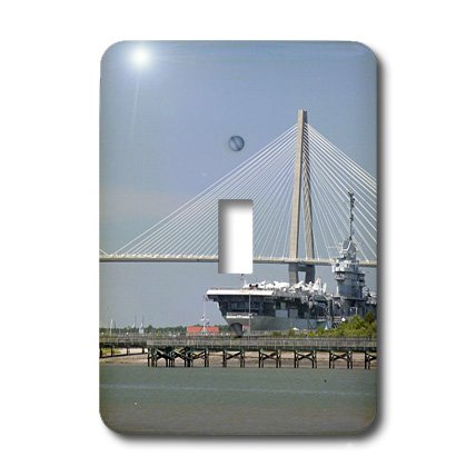 3dRose lsp_94257_1 SC, Ravenel Bridge Yorktown Aircraft carrier-US41 CMI0056-Cindy Miller Hopkins Single Toggle Switch, Multicolor