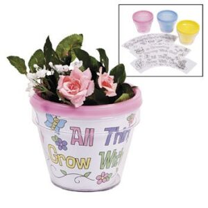 fun express color your own growing in gods grace flowerpot - makes 12 - diy religious crafts for kids and church, vbs or sunday school activities