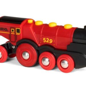 BRIO World 33592 Mighty Red Action Locomotive - Battery Operated Toy Train with Light, Sound Effects | Ideal for Kids Age 3 Compatible with All Tracks and Vehicles