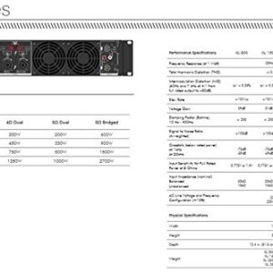 Crown Two-channel-750W at 4Ω Power Amplifier, Black, 750-Watts (XLi2500)