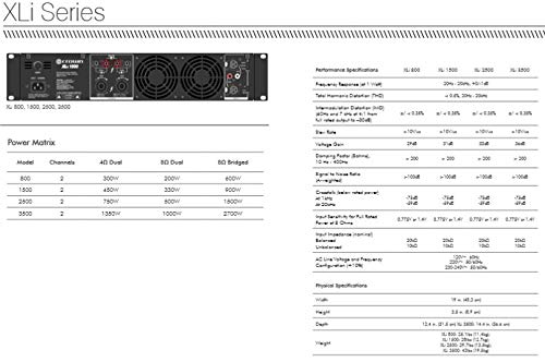 Crown Two-channel-750W at 4Ω Power Amplifier, Black, 750-Watts (XLi2500)