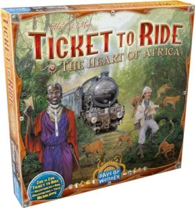 ticket to ride the heart of africa board game expansion - train route strategy game, fun family game for kids & adults, ages 8+, 2-5 players, 30-60 minute playtime, made by days of wonder