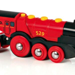 BRIO World 33592 Mighty Red Action Locomotive - Battery Operated Toy Train with Light, Sound Effects | Ideal for Kids Age 3 Compatible with All Tracks and Vehicles