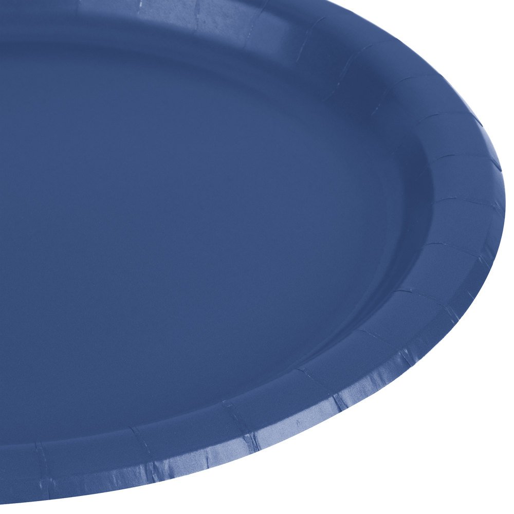 Amscan Round Dinner Plates, 10 1/2", Navy Flag Blue