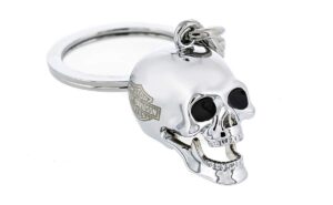 harley-davidson metal 3d skull keychain key ring tag fob chain holder with moving jaw