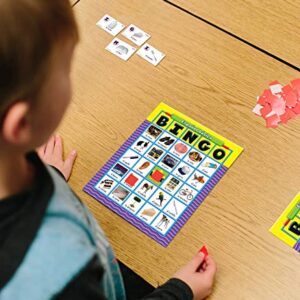 Carson Dellosa Basic Spanish Bingo Game—Learning Board Game with 50 Spanish Words with Photos, 36 Game Boards and Bingo Chips for 3-36 Players, Ages 4 and Up