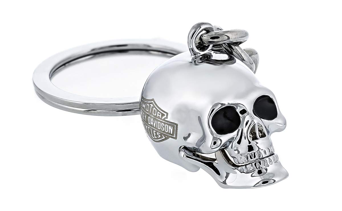 Harley-Davidson Metal 3D Skull Keychain Key Ring Tag Fob Chain Holder with Moving Jaw