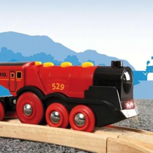 BRIO World 33592 Mighty Red Action Locomotive - Battery Operated Toy Train with Light, Sound Effects | Ideal for Kids Age 3 Compatible with All Tracks and Vehicles