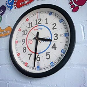 ertt Teaching Wall Clock - Learn The Time Wall Clock - Kids Analog Clock for Classroom, Playroom, Bedroom, Educational Room Decor - School Clock for Kids with Red Blue Face (35cm)