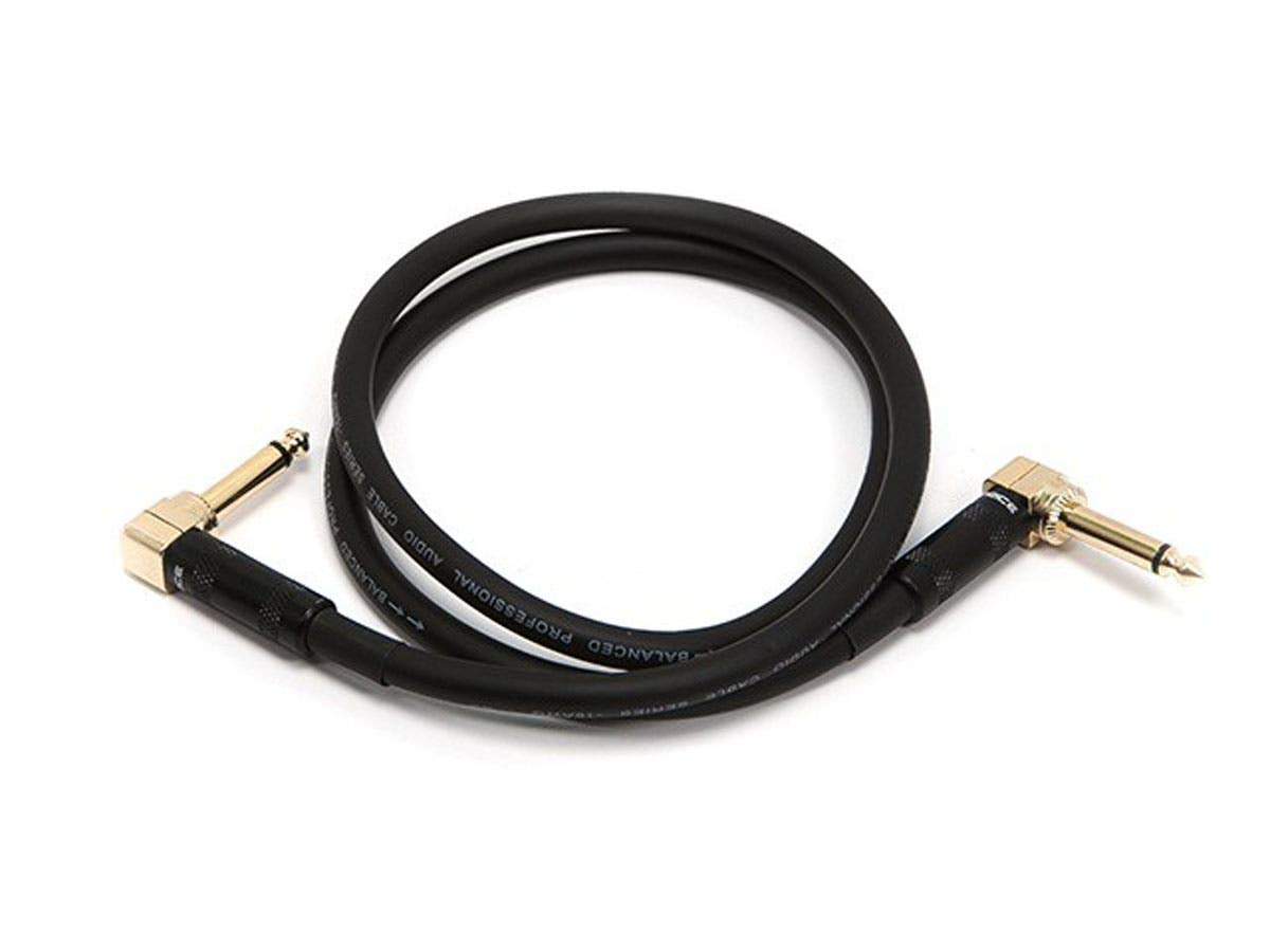 Monoprice1/4-Inch TS Right Angle Male to 1/4-Inch TS Right Angle Male Cable - 3 Feet - 16AWG, Gold Plated - Premier Series