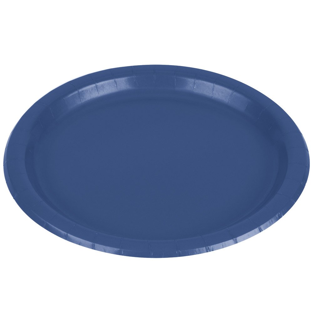 Amscan Round Dinner Plates, 10 1/2", Navy Flag Blue