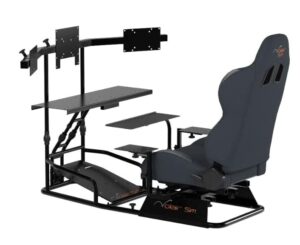 volair sim universal flight or racing simulation cockpit chassis with triple monitor mounts