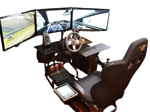 Volair Sim Universal Flight or Racing Simulation Cockpit Chassis with Triple Monitor Mounts