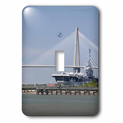 3dRose lsp_94257_1 SC, Ravenel Bridge Yorktown Aircraft carrier-US41 CMI0056-Cindy Miller Hopkins Single Toggle Switch, Multicolor