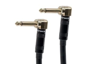 monoprice1/4-inch ts right angle male to 1/4-inch ts right angle male cable - 3 feet - 16awg, gold plated - premier series