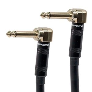 Monoprice1/4-Inch TS Right Angle Male to 1/4-Inch TS Right Angle Male Cable - 3 Feet - 16AWG, Gold Plated - Premier Series