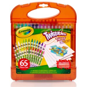 Crayola Twistables Colored Pencils Set (65ct), Kids Drawing Kit, Portable Art Case, Kids Colored Pencils, Stocking Stuffers