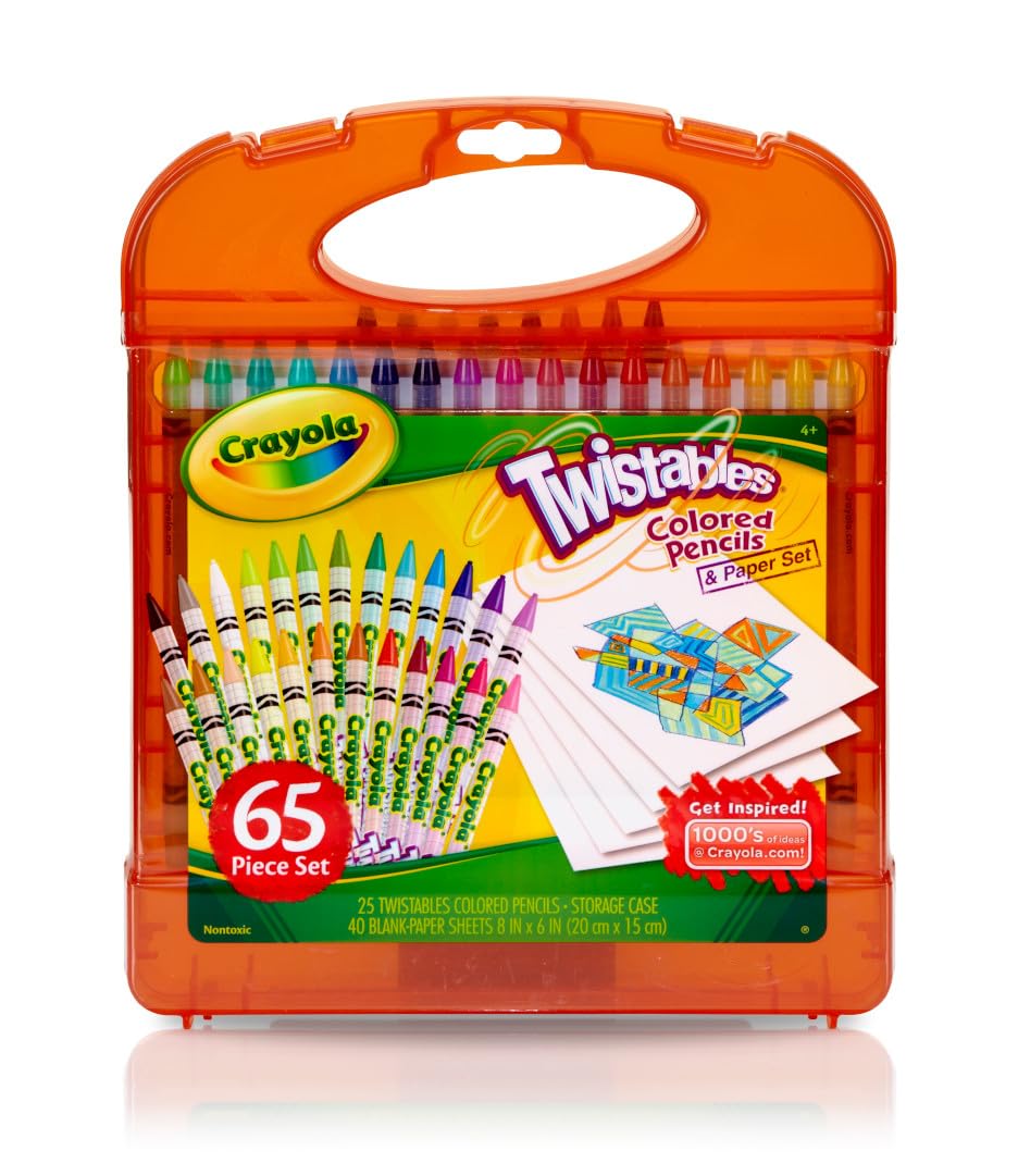 Crayola Twistables Colored Pencils Set (65ct), Kids Drawing Kit, Portable Art Case, Kids Colored Pencils, Stocking Stuffers