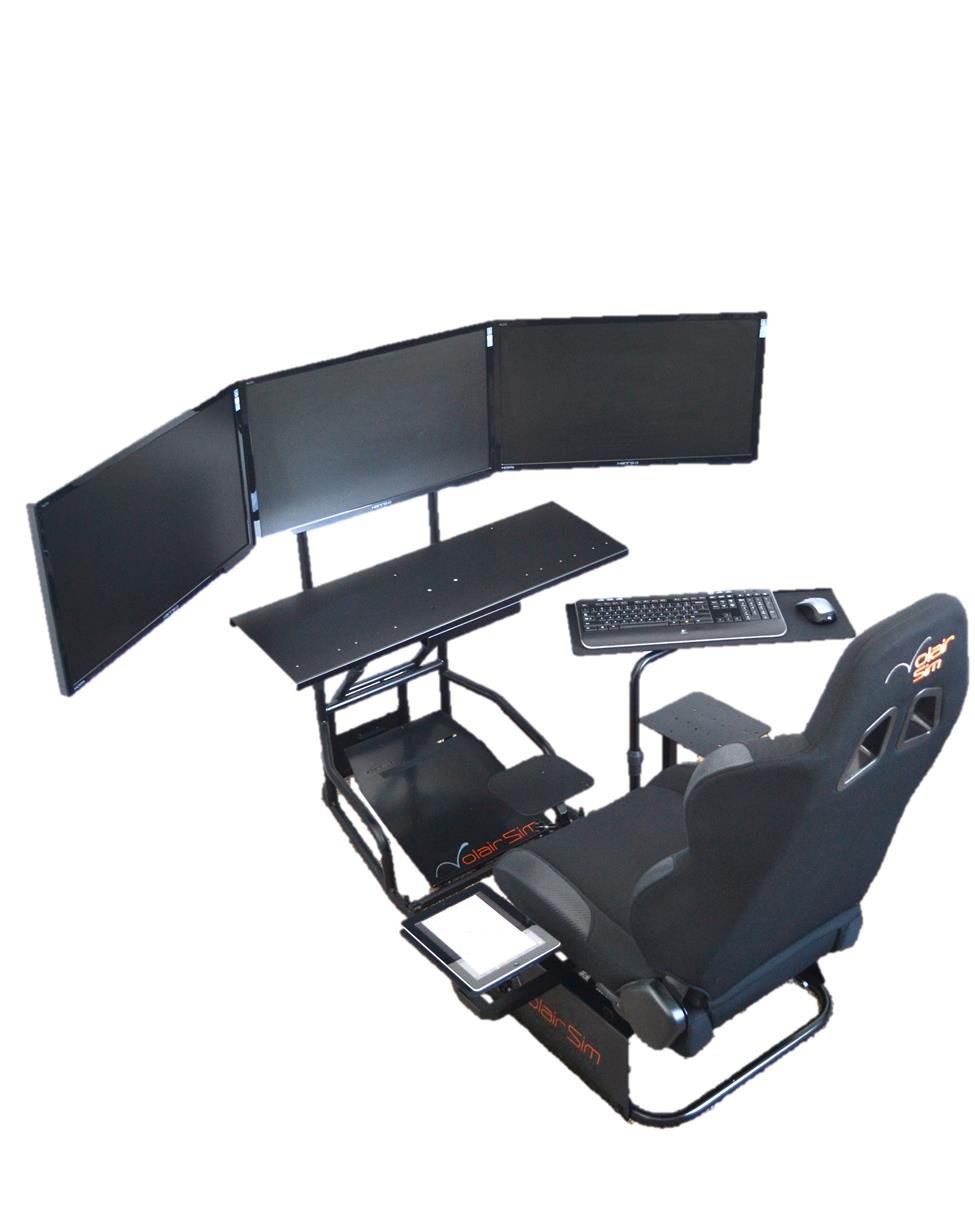 Volair Sim Universal Flight or Racing Simulation Cockpit Chassis with Triple Monitor Mounts