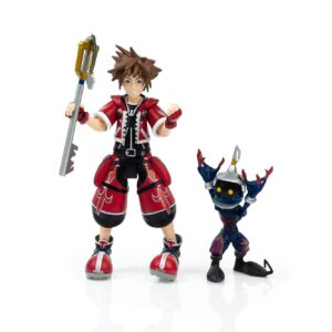 KINGDOM HEARTS Official Exclusive Action Figure - 2-Pack Valor Form Sora & Heartless Soldier - Collectible Replica Figurine Toy for Game Franchise Fans - Statue Set Gift - Licensed Disney Merchandise