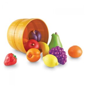 learning resources new sprouts bushel of fruit - 10 pieces, ages 18+ months toddler learning toys, pretend play food for toddlers, kitchen toys