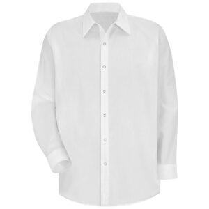 Red Kap Men's Specialized Pocketless Polyester Work Shirt, White, Small