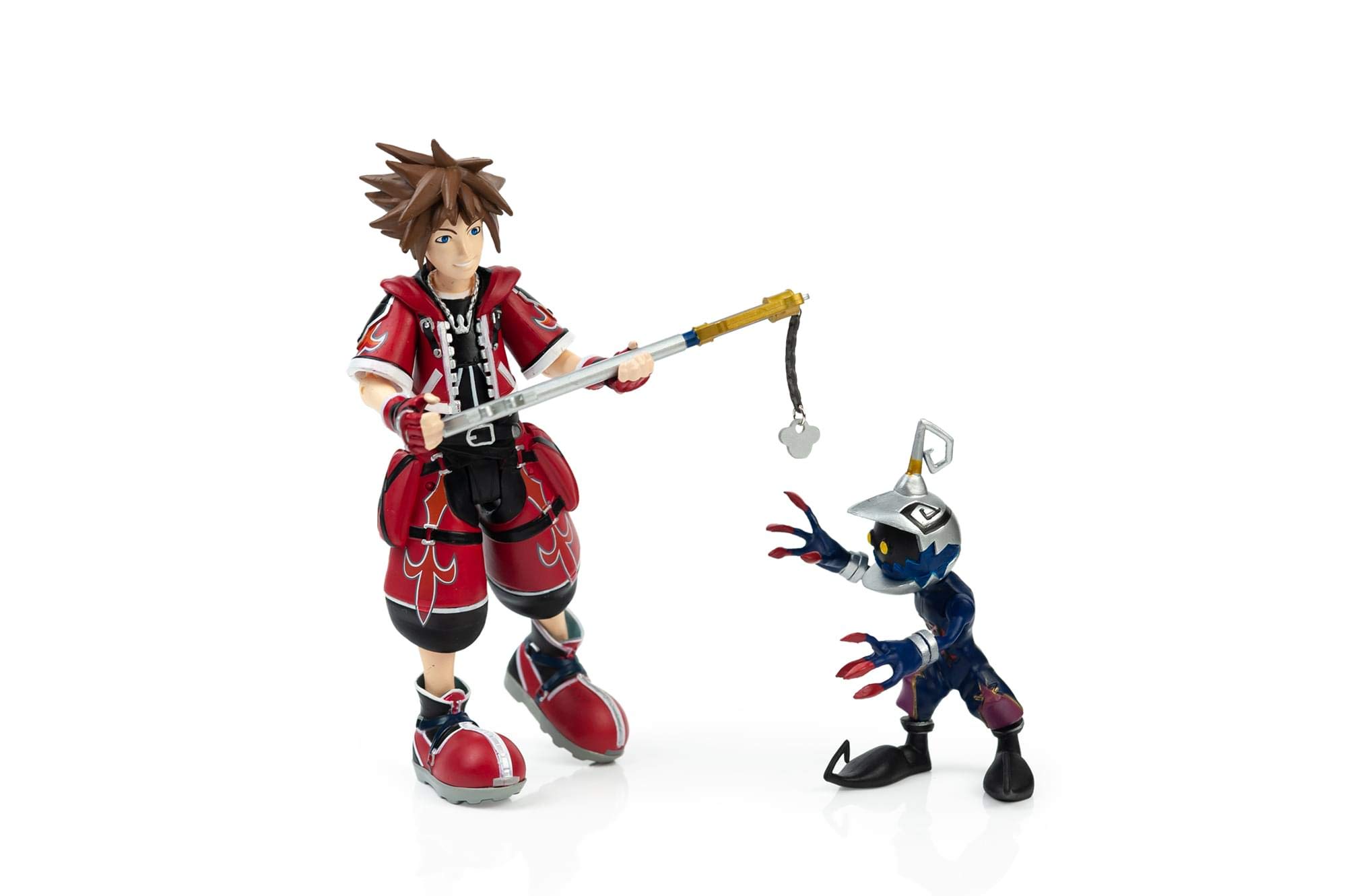 KINGDOM HEARTS Official Exclusive Action Figure - 2-Pack Valor Form Sora & Heartless Soldier - Collectible Replica Figurine Toy for Game Franchise Fans - Statue Set Gift - Licensed Disney Merchandise