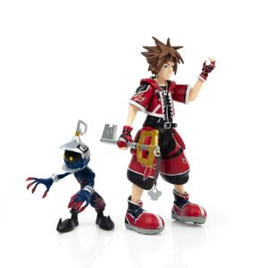 KINGDOM HEARTS Official Exclusive Action Figure - 2-Pack Valor Form Sora & Heartless Soldier - Collectible Replica Figurine Toy for Game Franchise Fans - Statue Set Gift - Licensed Disney Merchandise