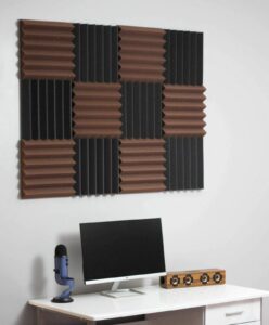 2x12x12 (12 pack) brown/charcoal acoustic wedge panels soundproofing studio foam tiles