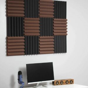 2x12x12 (12 Pack) BROWN/CHARCOAL Acoustic Wedge Panels Soundproofing Studio Foam Tiles