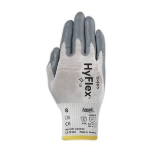 Ansell 11-800-8 HyFlex Foam Gloves, Size 8, White/Gray (Pack of 12)