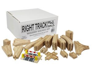 right track toys wooden train track deluxe set: 56 premium wood pieces 100% compatible with thomas - all tracks and no fillers