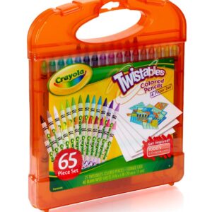 Crayola Twistables Colored Pencils Set (65ct), Kids Drawing Kit, Portable Art Case, Kids Colored Pencils, Stocking Stuffers