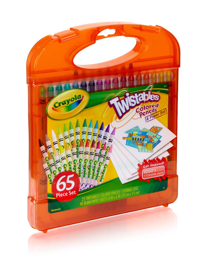 Crayola Twistables Colored Pencils Set (65ct), Kids Drawing Kit, Portable Art Case, Kids Colored Pencils, Stocking Stuffers