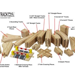 Right Track Toys Wooden Train Track Deluxe Set: 56 Premium Wood Pieces 100% Compatible with Thomas - All Tracks and No Fillers