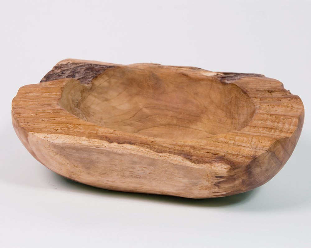 Garden Age Supply Hand Sculpted Natural Reclaimed Teak Wood Bowl Planter (Medium)