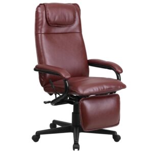 flash furniture robert high back burgundy leathersoft executive reclining ergonomic swivel office chair with arms