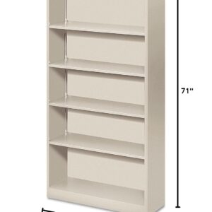 HON S72ABCQ Metal Bookcase, Five-Shelf, 34-1/2w x 12-5/8d x 71h, Light Gray